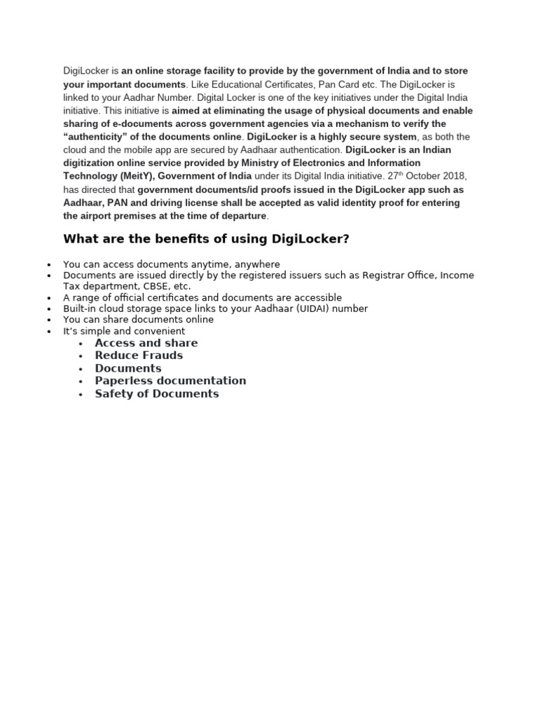 DigiLocker: Secure Digital Document Storage | PDF