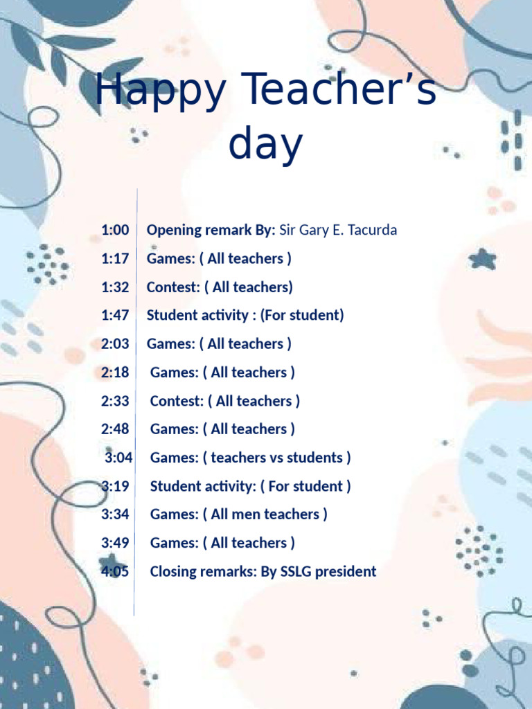 Teachers Day Program | PDF