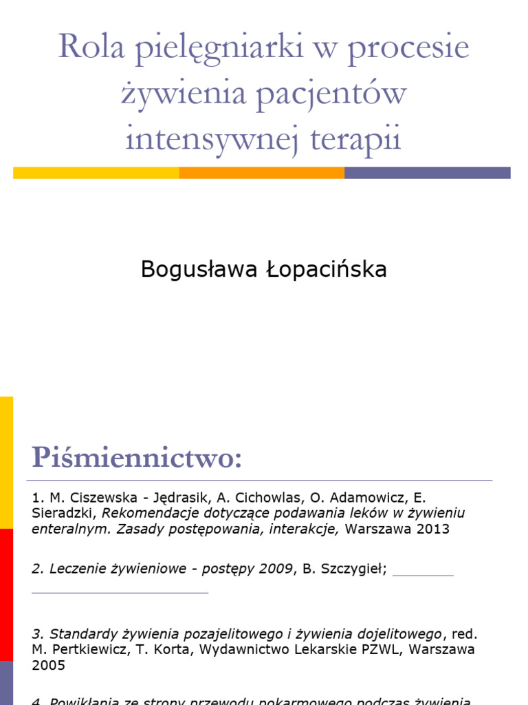 Rola Pielęgniarki W Procesie Żywienia W OIT | PDF
