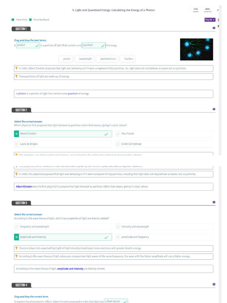 9 Light and Quantized Energy Calculating The Energy of A Photon | PDF