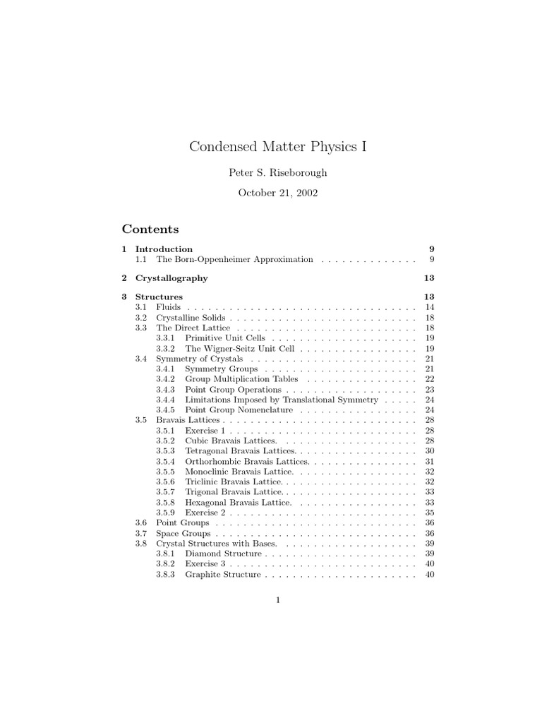 Condensed Mater Physics I | PDF | Force | Theoretical Physics