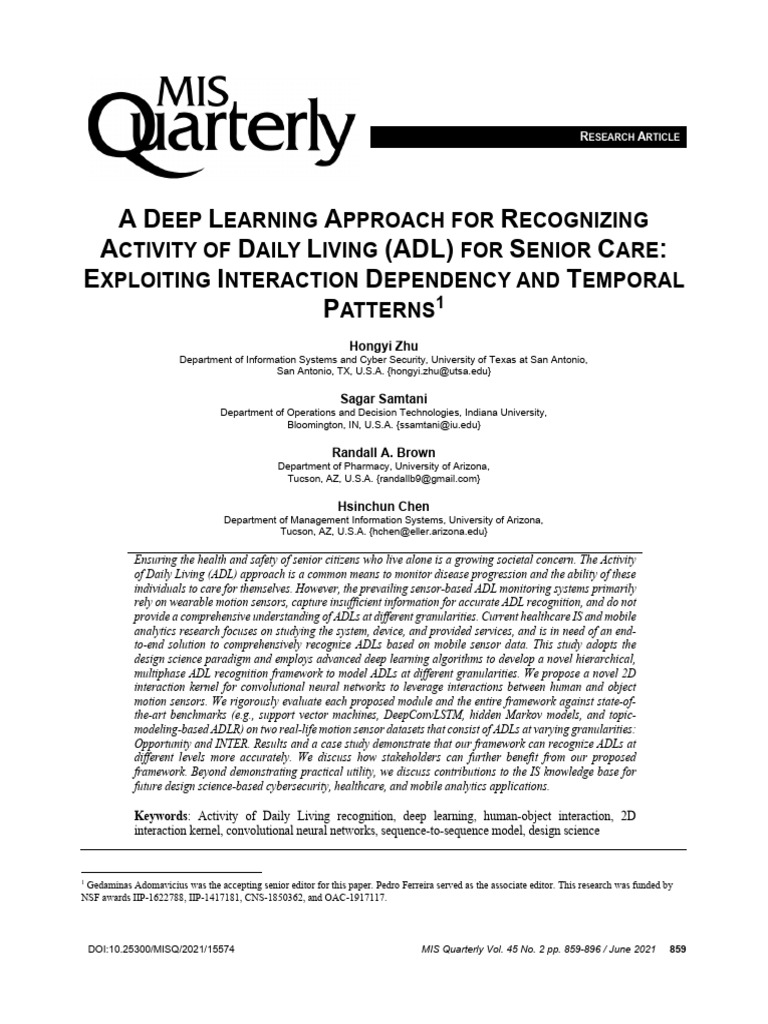 Deep Learning for Senior ADL Recognition | PDF | Deep Learning | Cognition