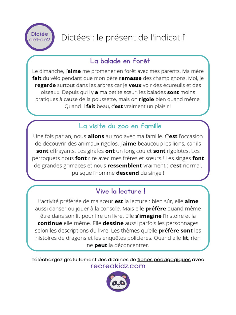 Dictee Present Ce1 Ce2 | PDF