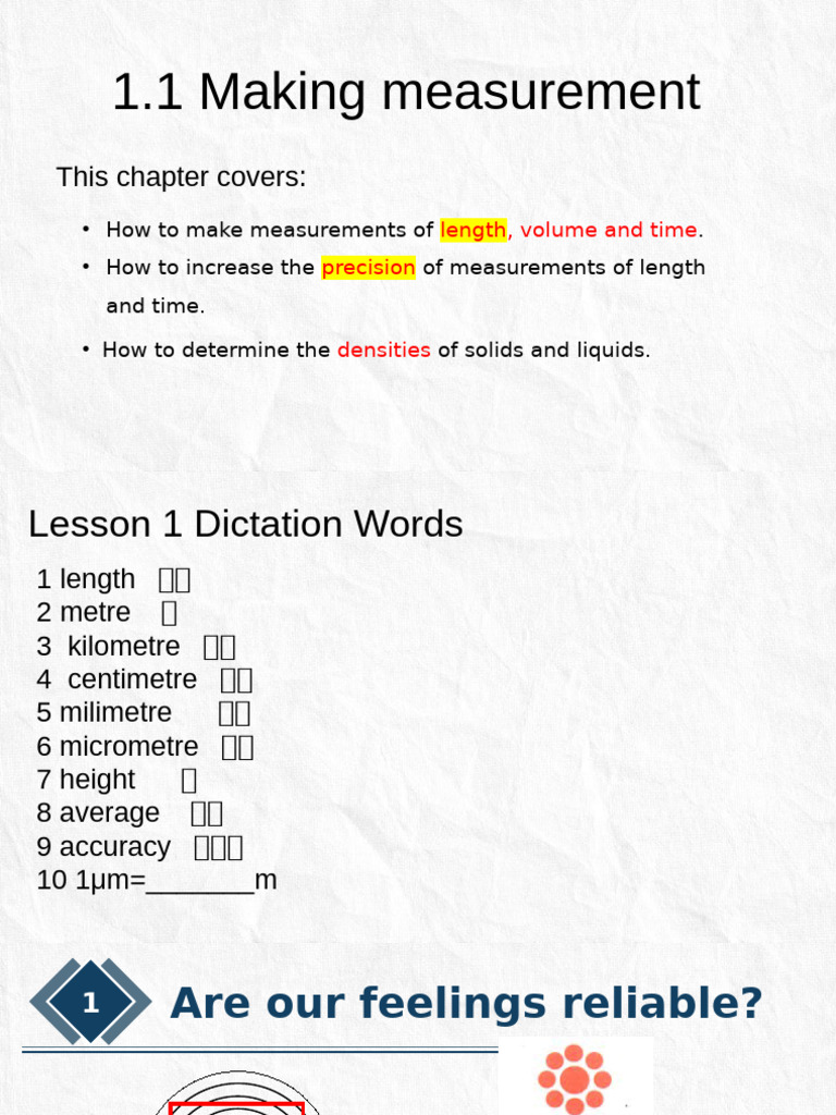 P1 Making Measurements | PDF | Density | Volume