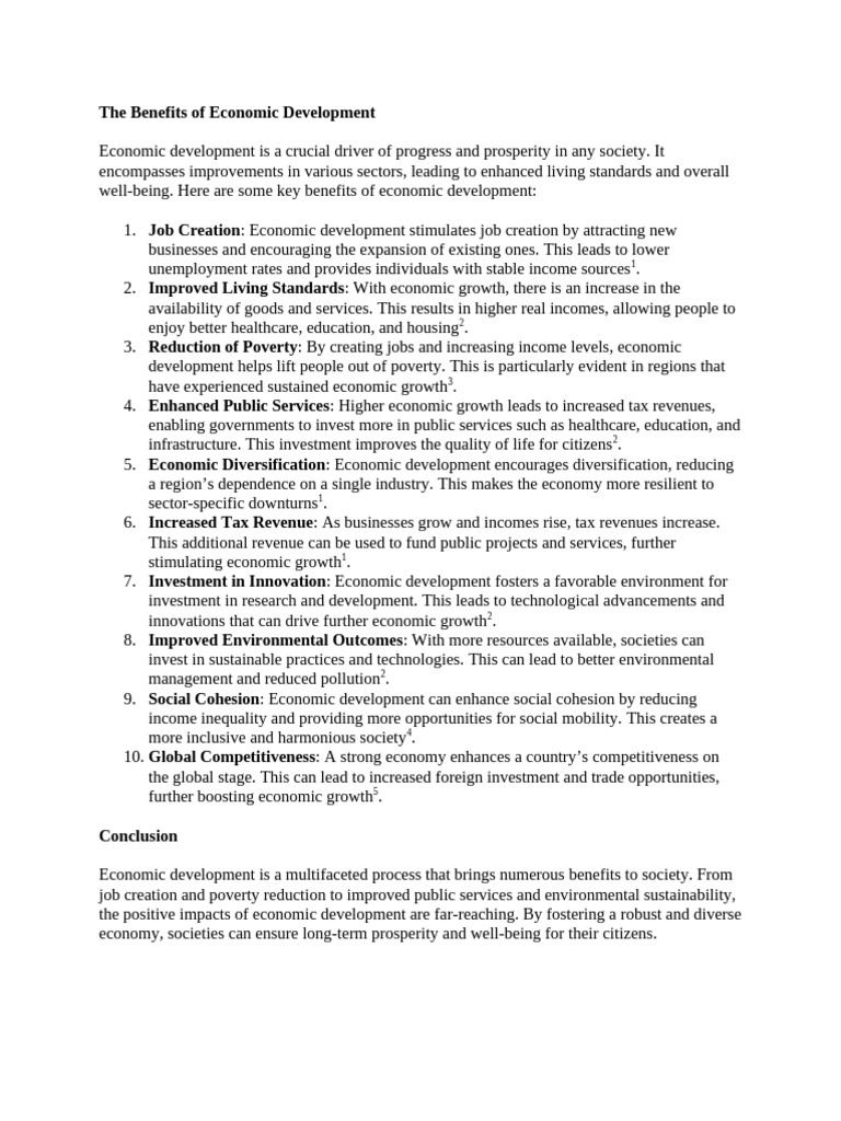 Benefits of Economic Development | PDF | Economic Development ...