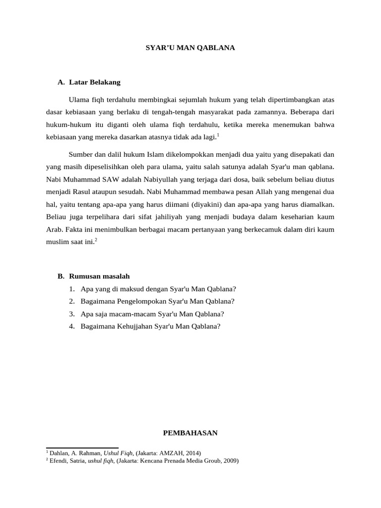 Syar'u Man Qablana: Konsep dan Pengelompokan | PDF | Kesehatan Holistik