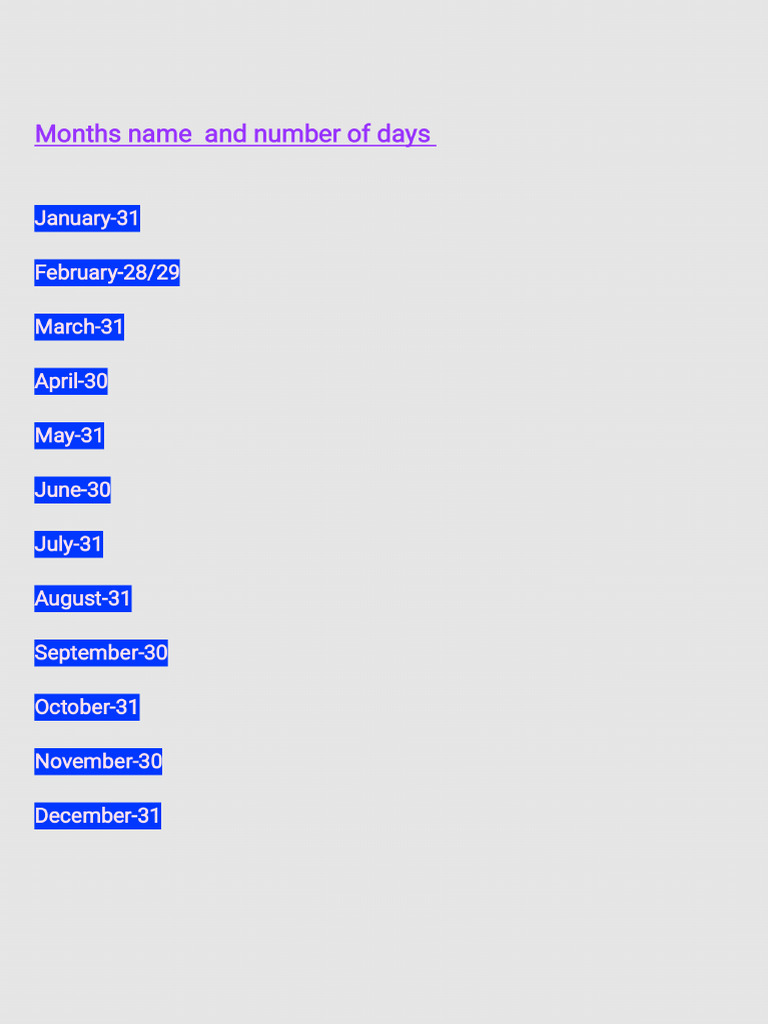 Months Name in English - 240916 - 113724 | PDF