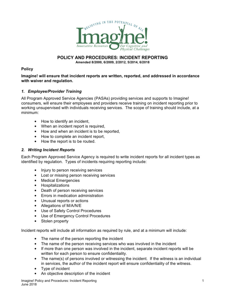 Incident Reporting Policy and Procedures | PDF | Social Science