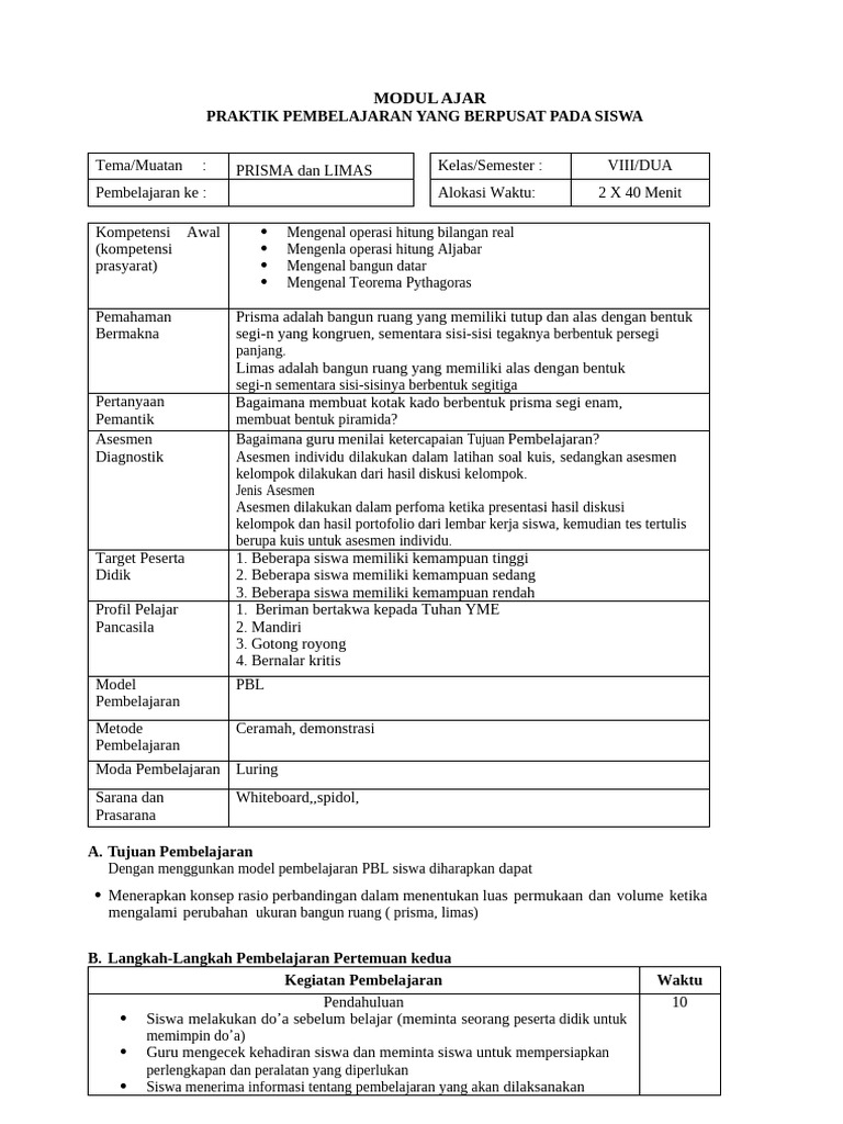 Modul Ajar Prisma 23-24 Sem 2 | PDF