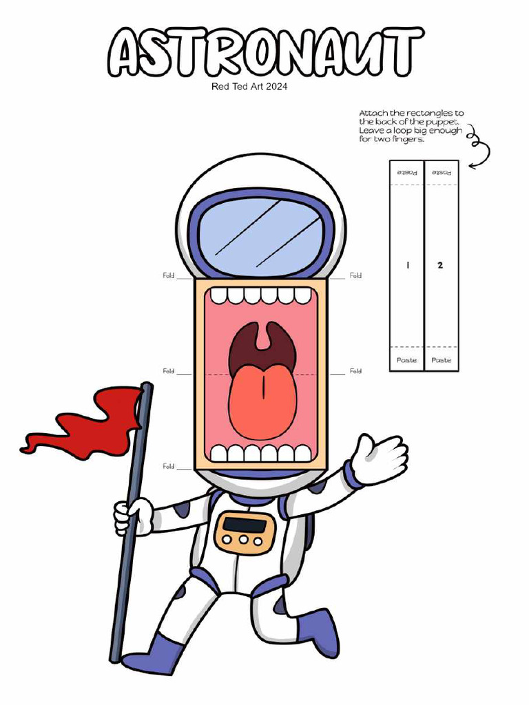 Astronaut Paper Puppet Color - Red Ted Art | PDF