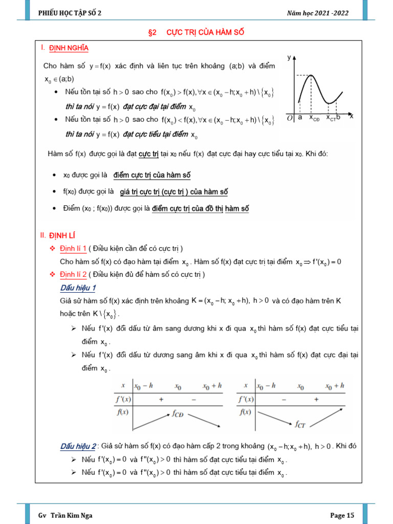 HK1 GT 2 CỰC TRỊ CỦA HS | PDF