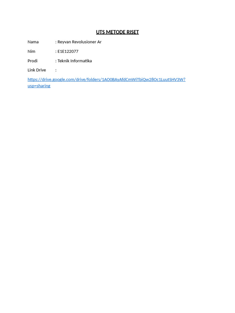 Uts Metode Riset | PDF