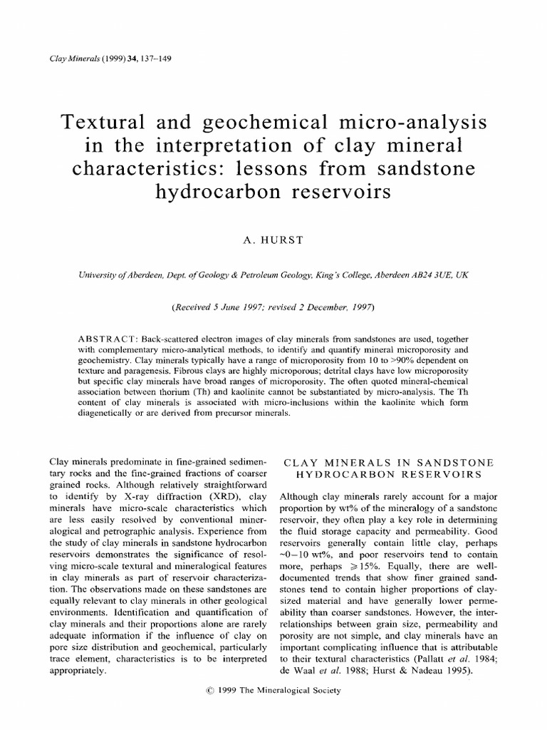 Textural and Geochemical Micro-Analysis in The Interpretation of Clay Mineral Characteristics ...