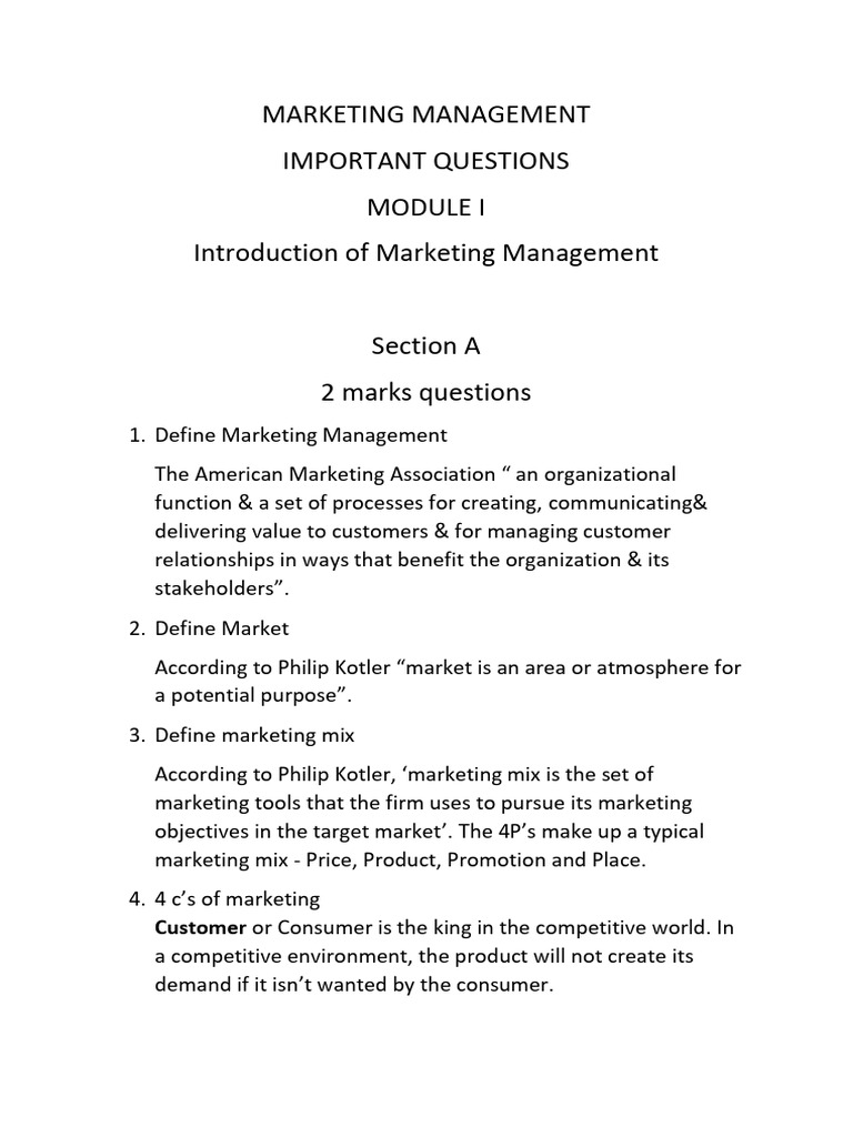 Marketing Management Notes | PDF | Marketing | Pricing