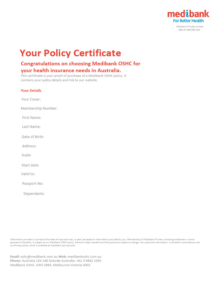 OSHC Policy Certificate1 | PDF