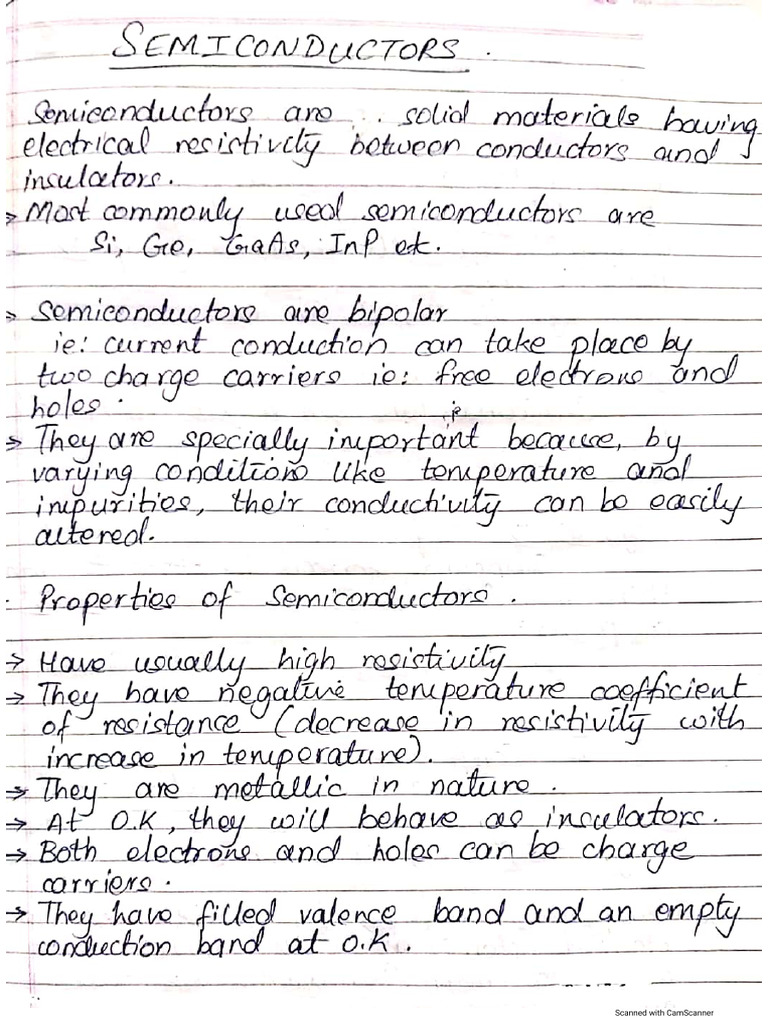 Unit 2. Semiconductors Notes | PDF