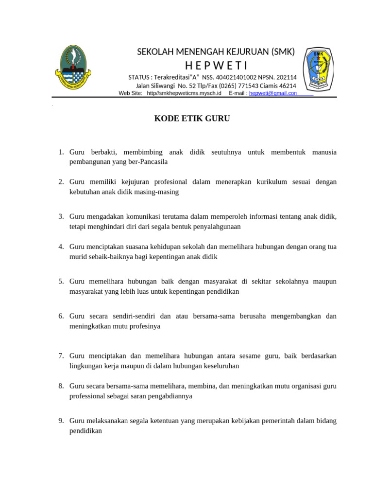 Kode Etik dan Tata Tertib Guru | PDF | Kesehatan Holistik
