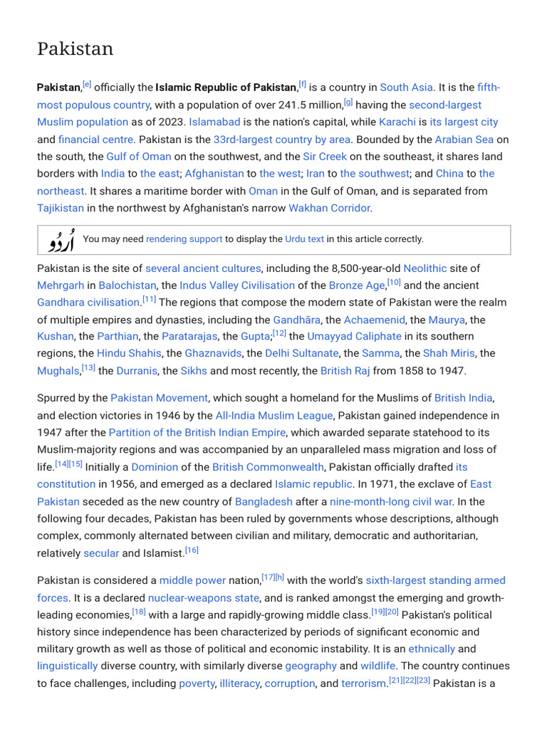 Pakistan - Wikipedia | PDF | Pakistan | Partition Of India