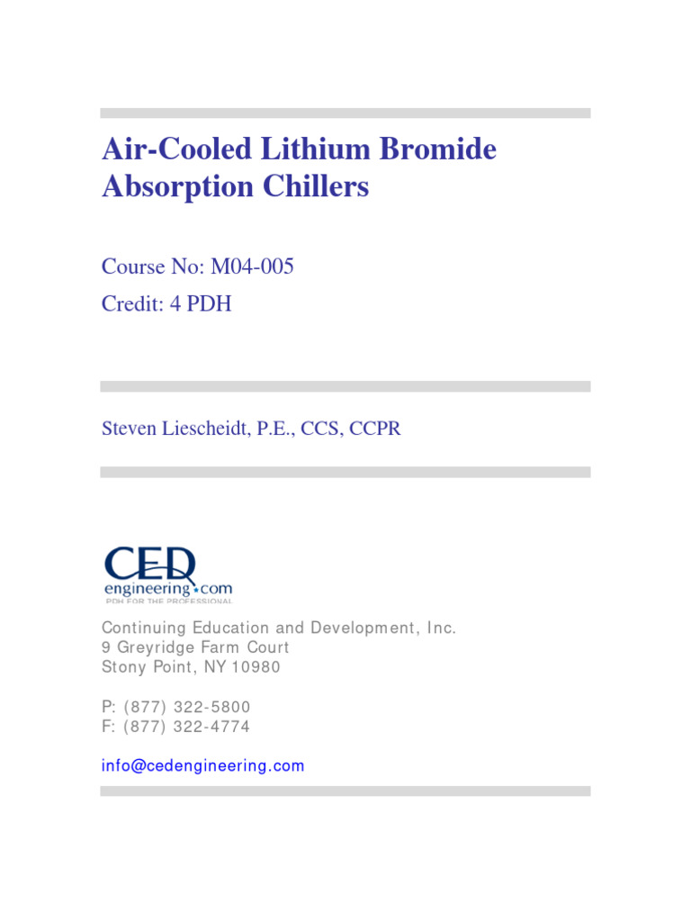 Air-Cooled LiBr Absorption Chillers Guide | PDF | Cogeneration | Water ...