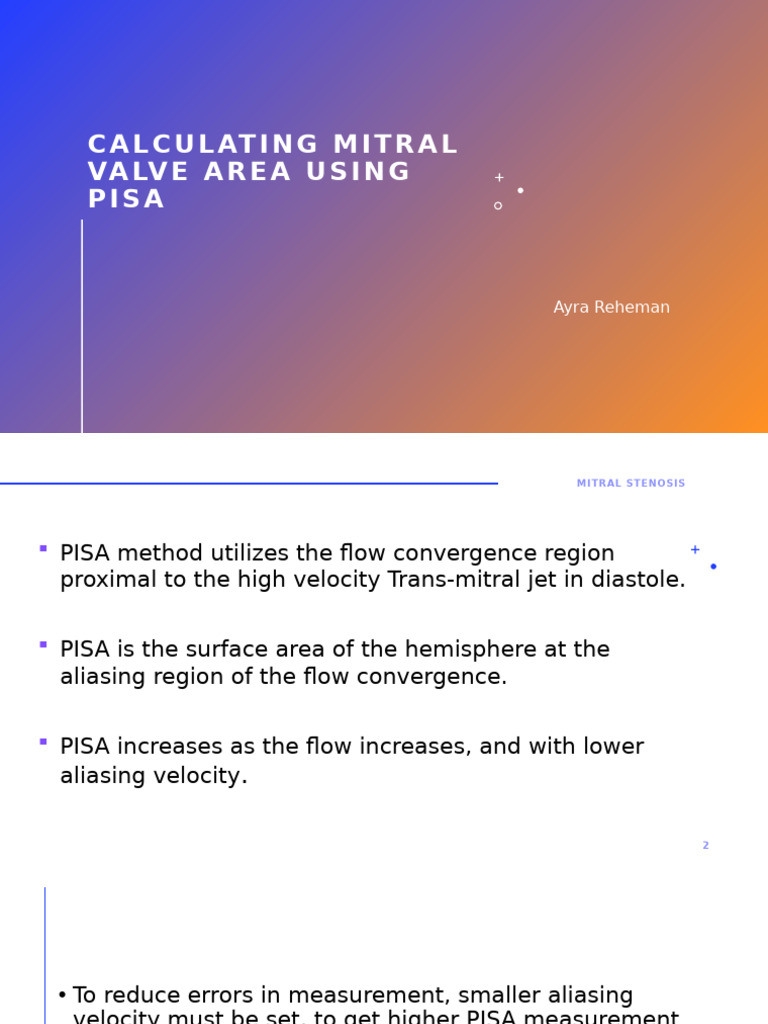 Calculating Mitral Valve Area Using Pisa | PDF | Science & Mathematics