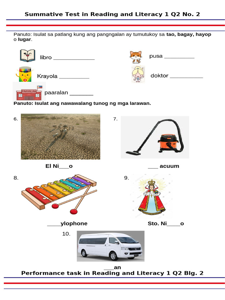 Summative Test in Reading and Literacy, Language Q2 No.2 | PDF