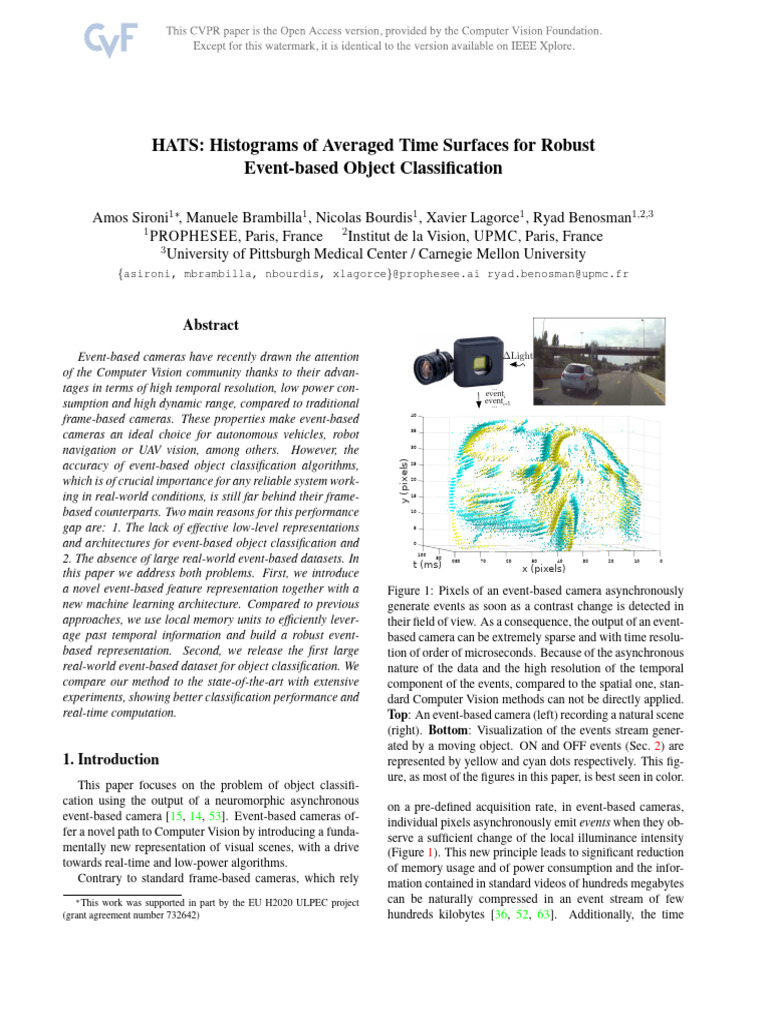 HATS: Histograms of Averaged Time Surfaces For Robust Event-Based Object Classification | PDF ...