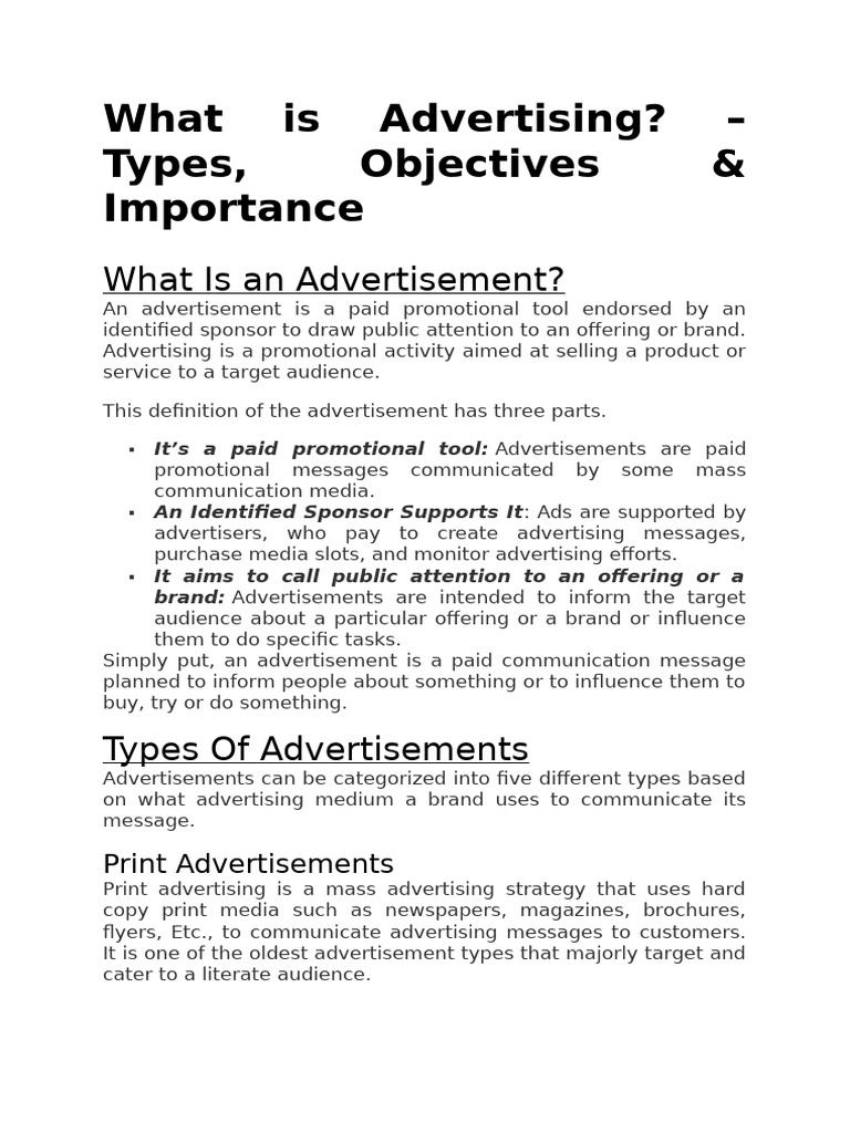 Advertising-Imp, Types & Objectives | PDF | Advertising | Brand