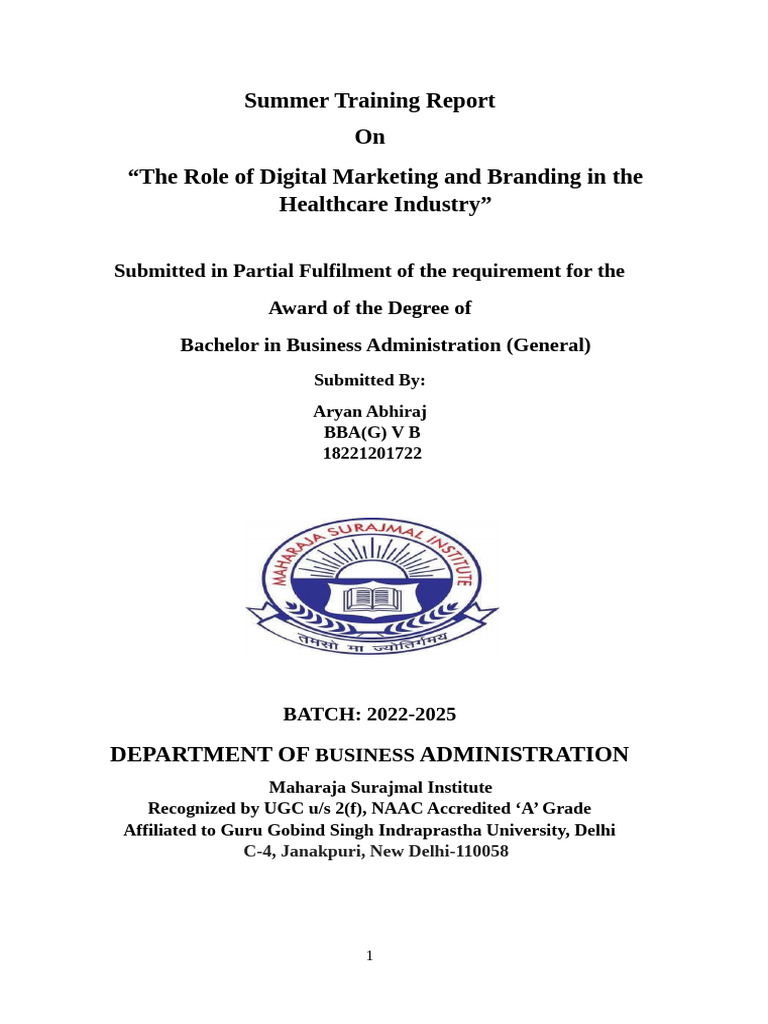 Summer Training Report | PDF | Digital Marketing | Brand