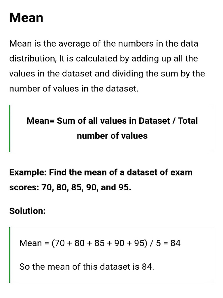 Mean, Median & Mode | PDF