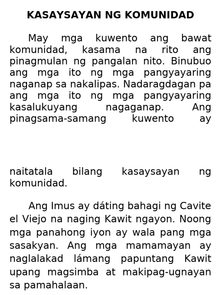 Kasaysayan NG Komunidad - Ap-W1 | PDF Kasaysayan NG Komunidad - Ap-W1 | PDF