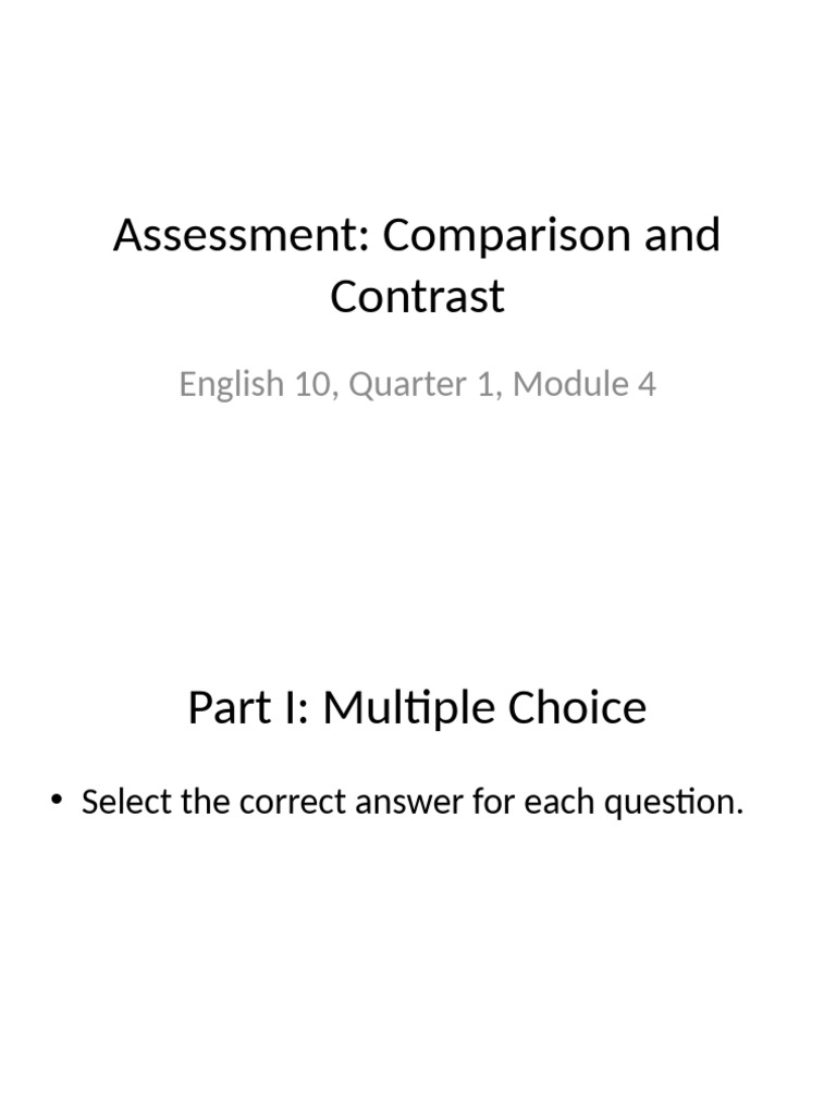 English 10: Comparison & Contrast Guide | PDF