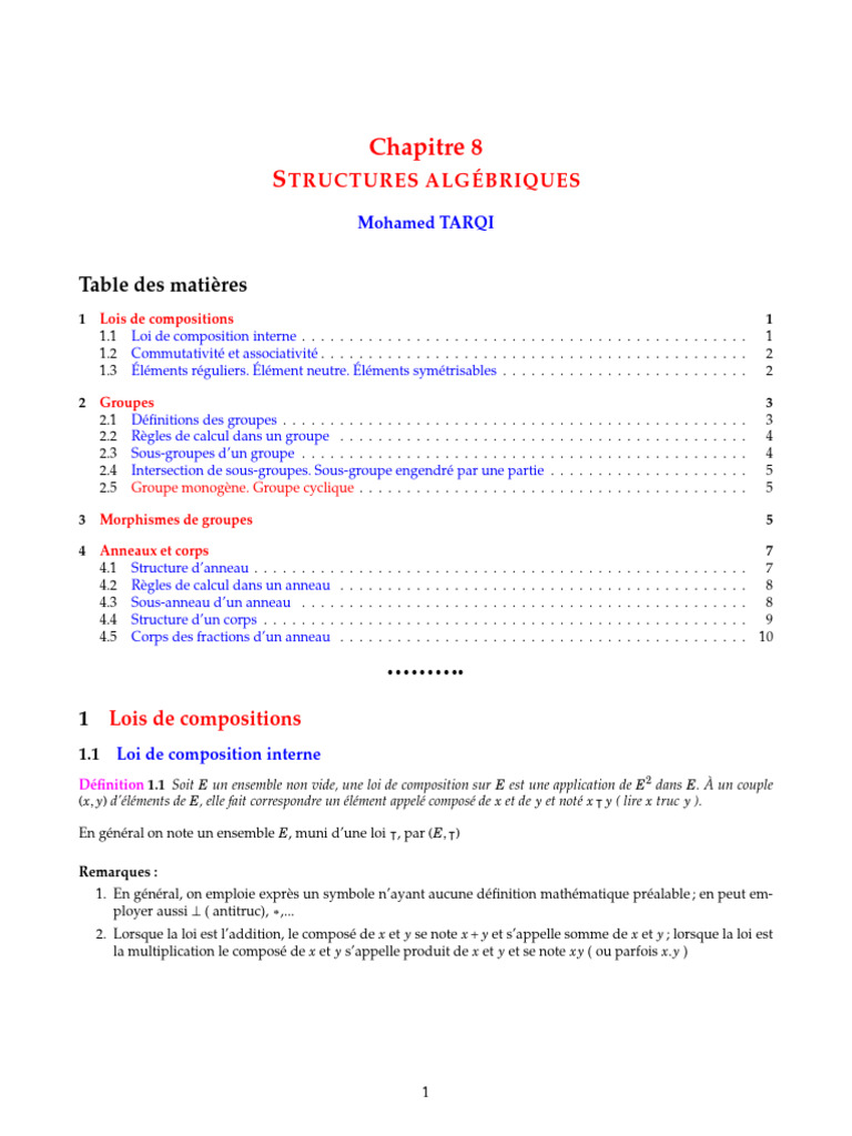 Structure Algébrique | PDF | Groupe (Mathématiques) | Anneau ...