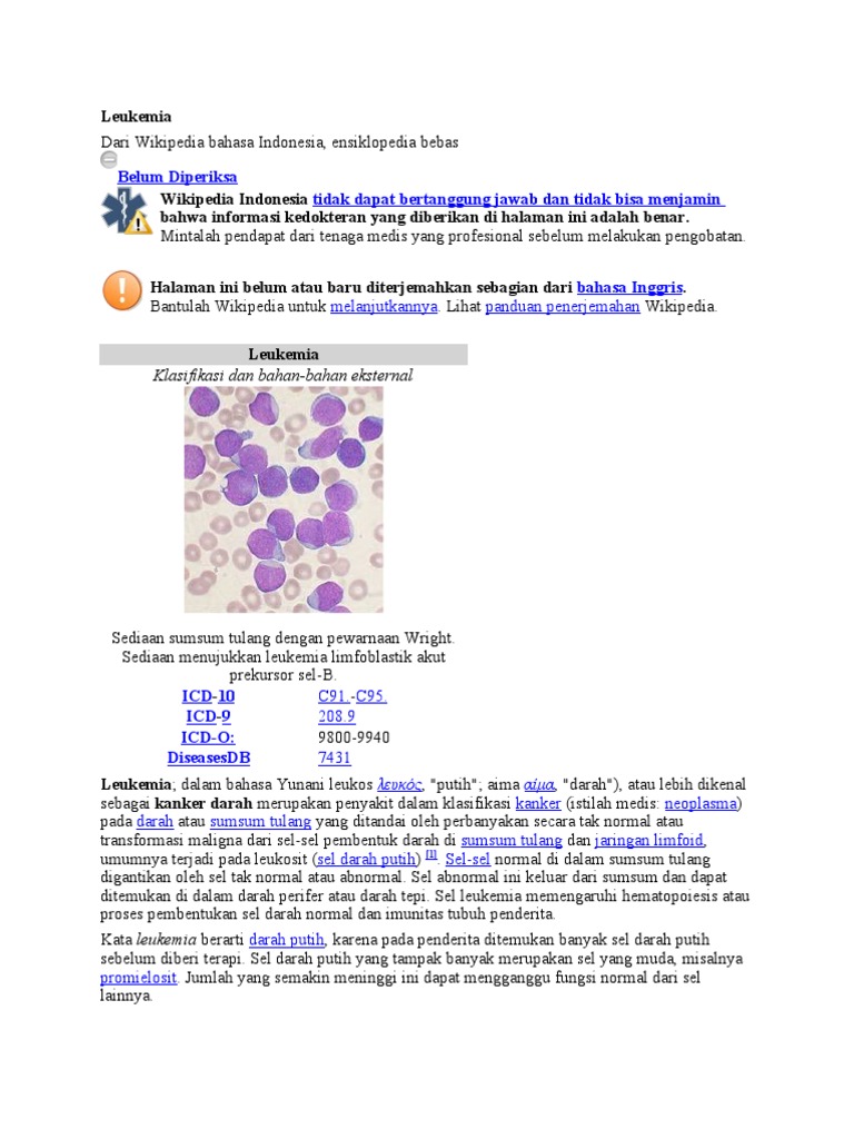 Klasifikasi dan ICD-10 Leukemia Limfoblastik | PDF