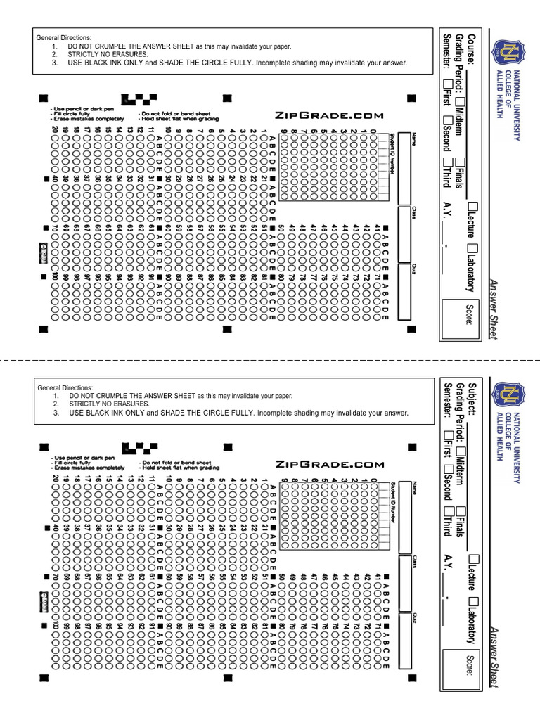 Answer Sheet Instructions and Guidelines | PDF