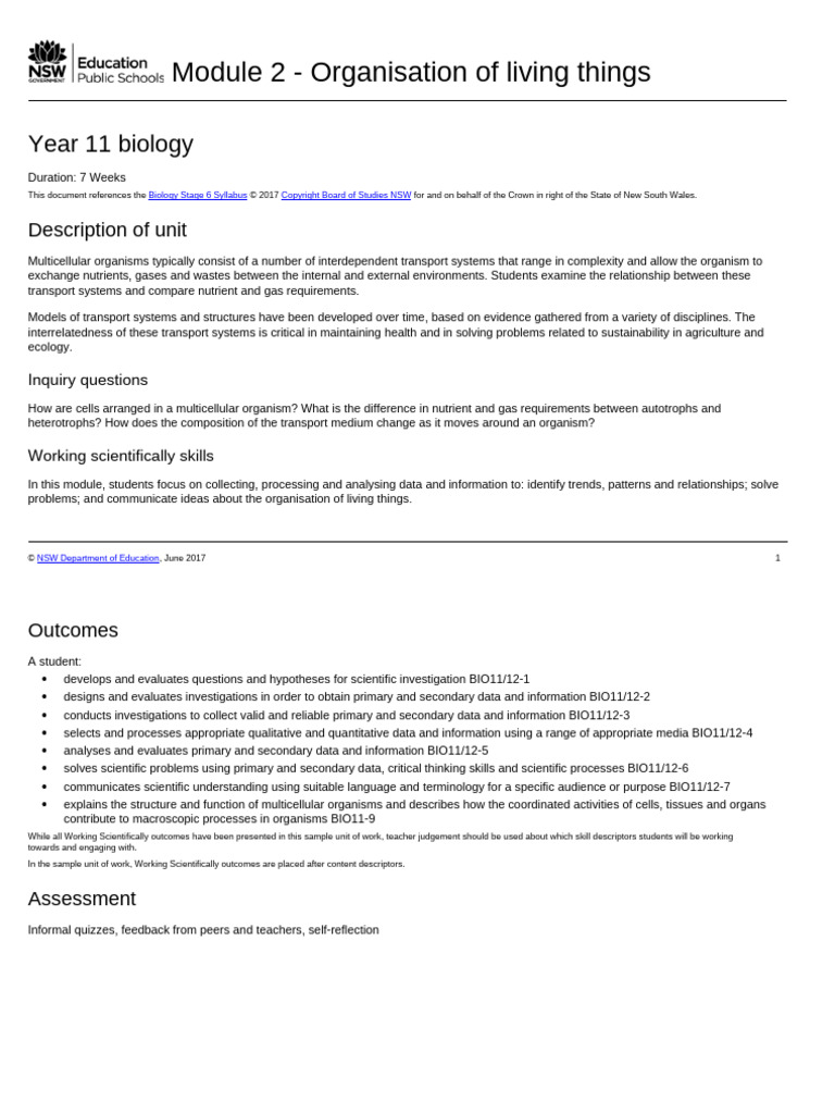 m2 Organisation of Living Things Biology | PDF | Cell (Biology ...