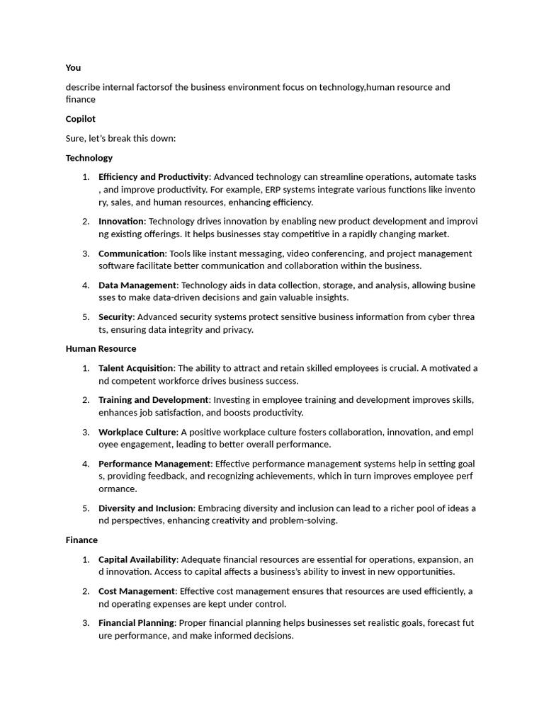 Internal Factors of The Bs Environment' | PDF | Human Resources ...