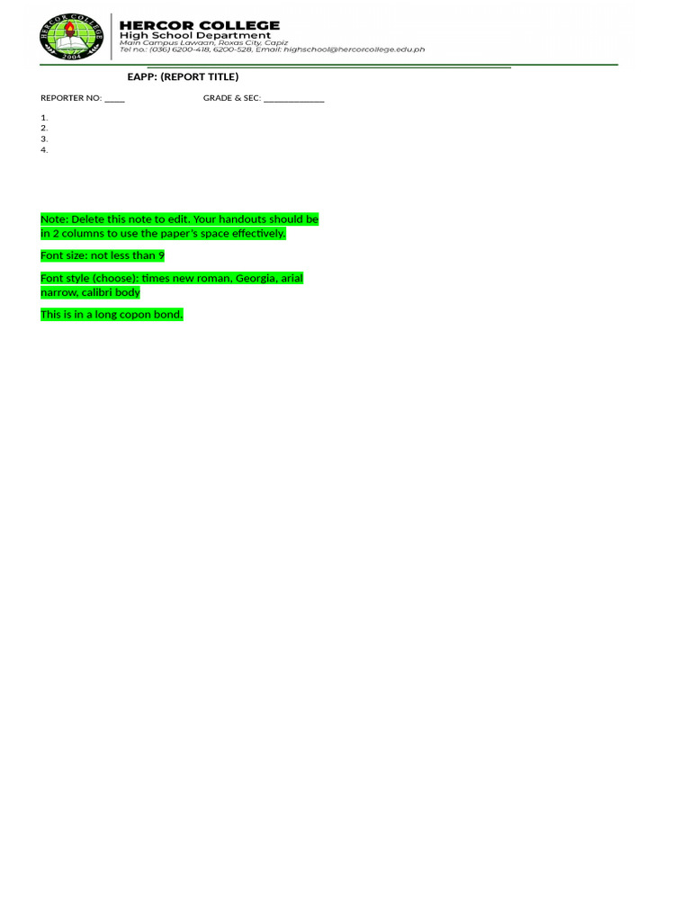 Handouts Format | PDF | Computers