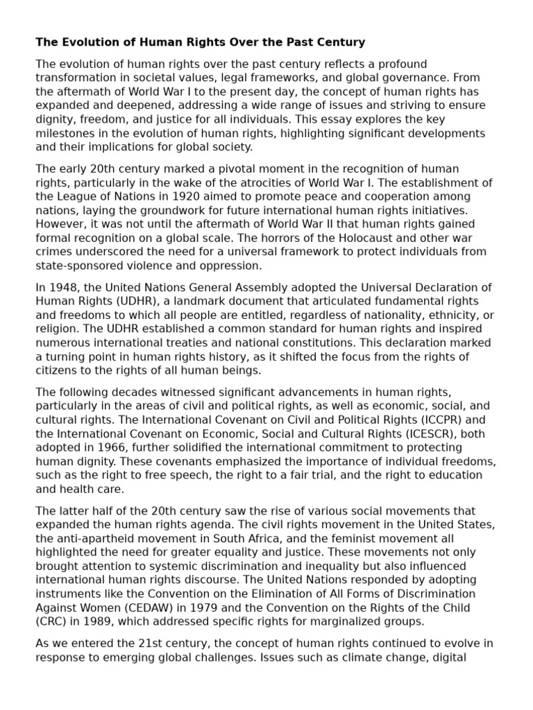 The Evolution of Human Rights Over The Past Century | PDF | Human ...