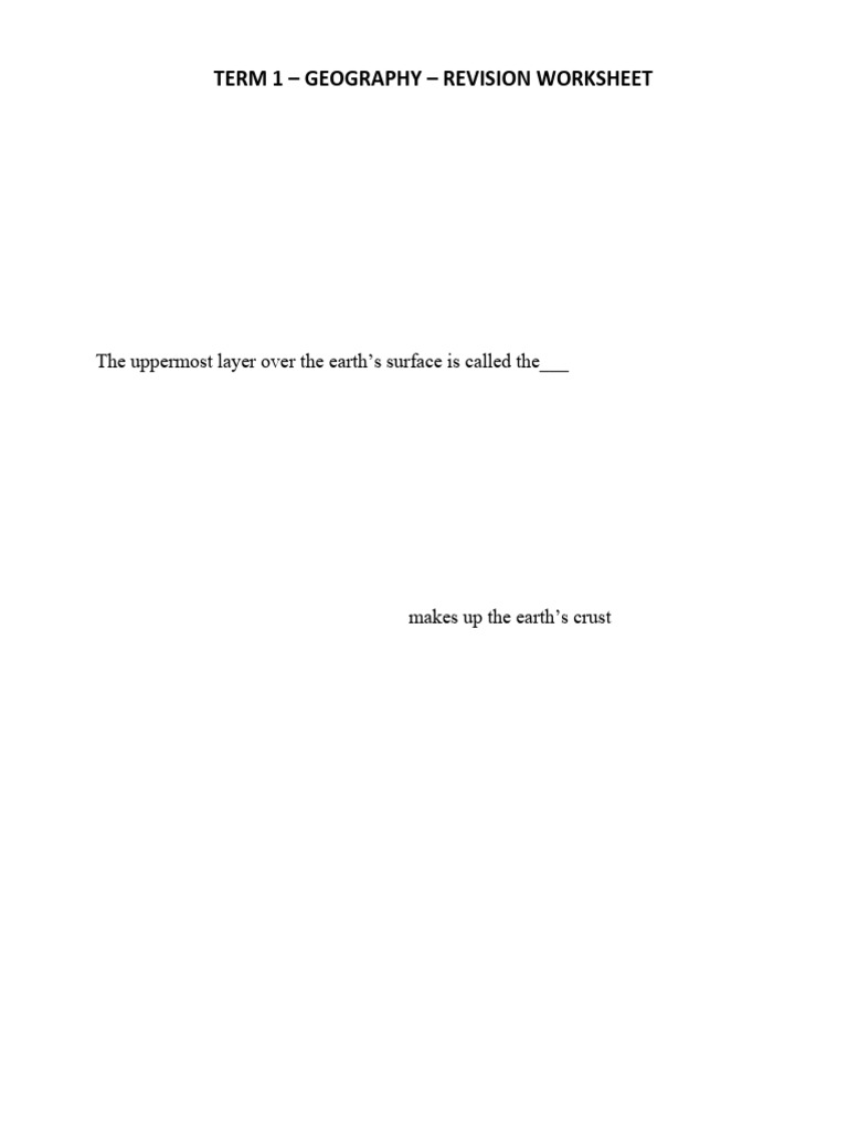 Term I Geography Worksheet | PDF | Science & Mathematics