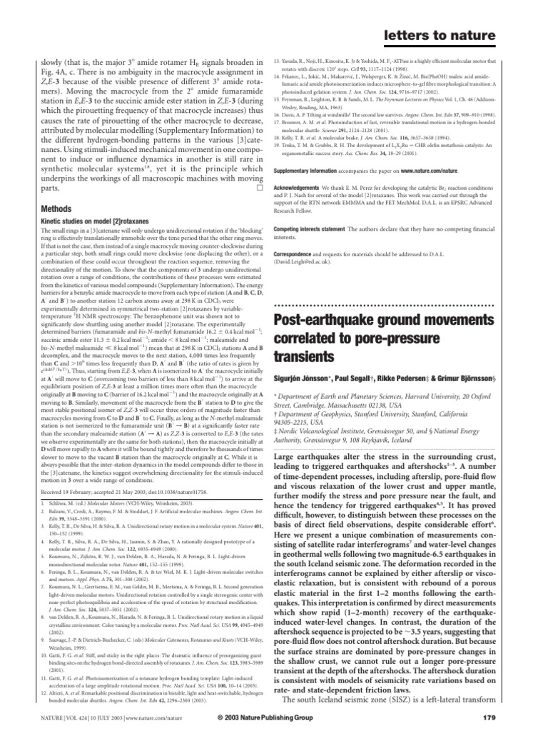 Post-Earthquake Ground Movements Correlated To Pore-Pressure Transients ...