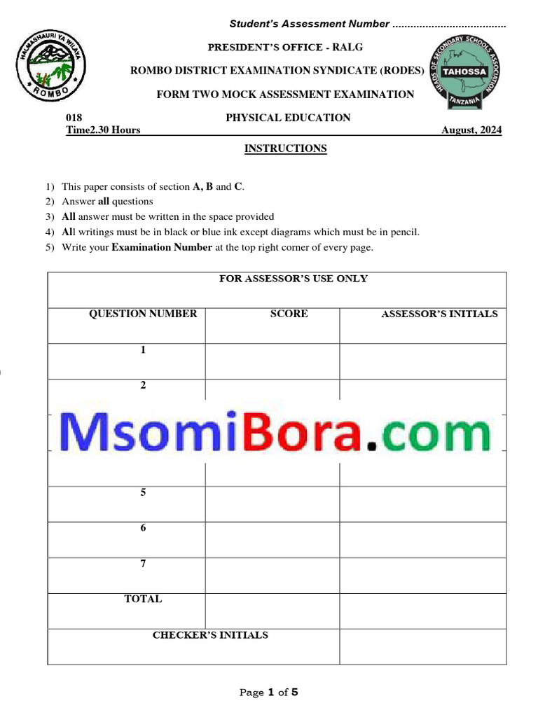 Physical Education - Exam N Answers | PDF | Foot | Flexibility (Anatomy)