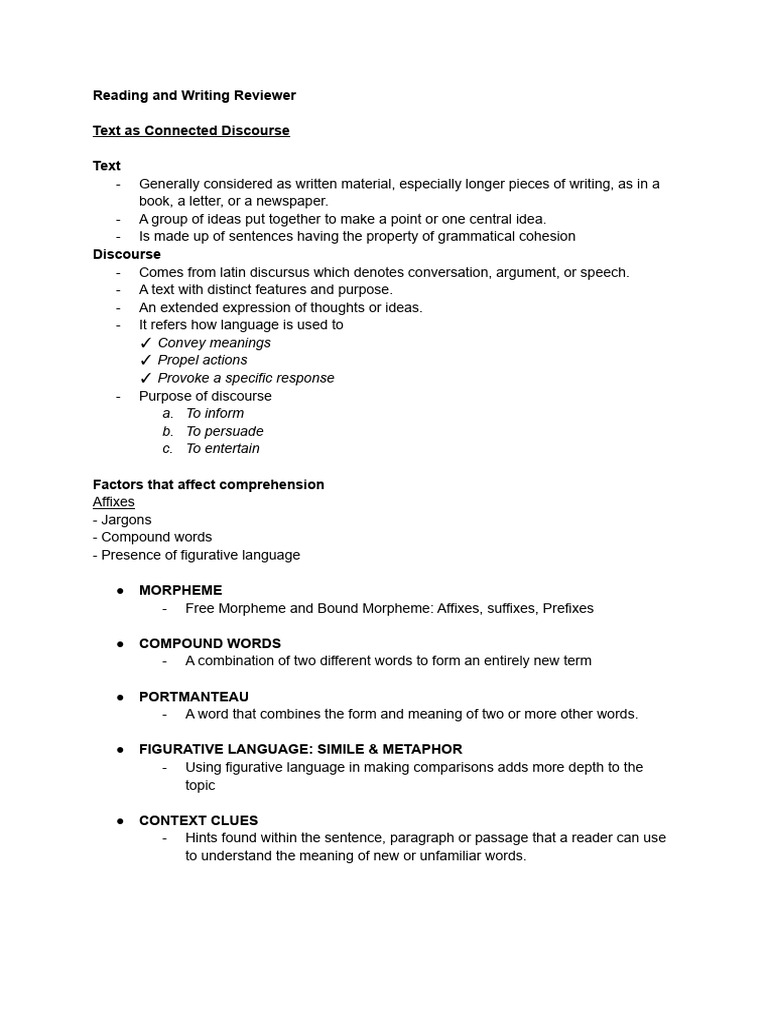 Reading and Writing Reviewer | PDF | Word | Causality
