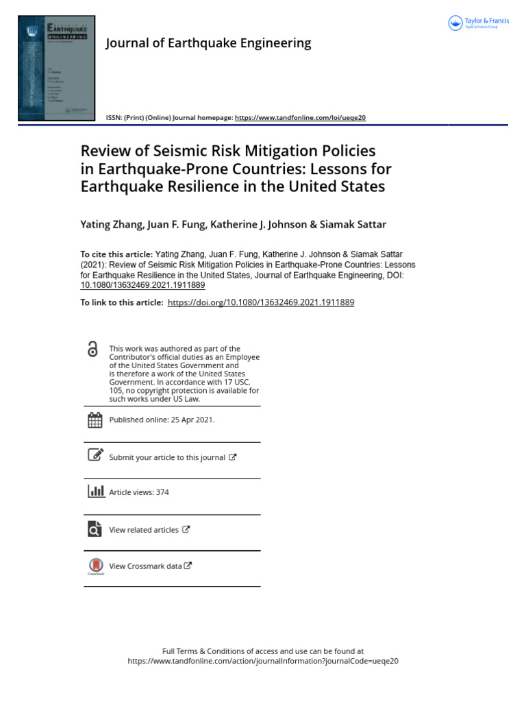Review of Seismic Risk Mitigation Policies in Earthquake Prone Countries Lessons for Earthquake ...