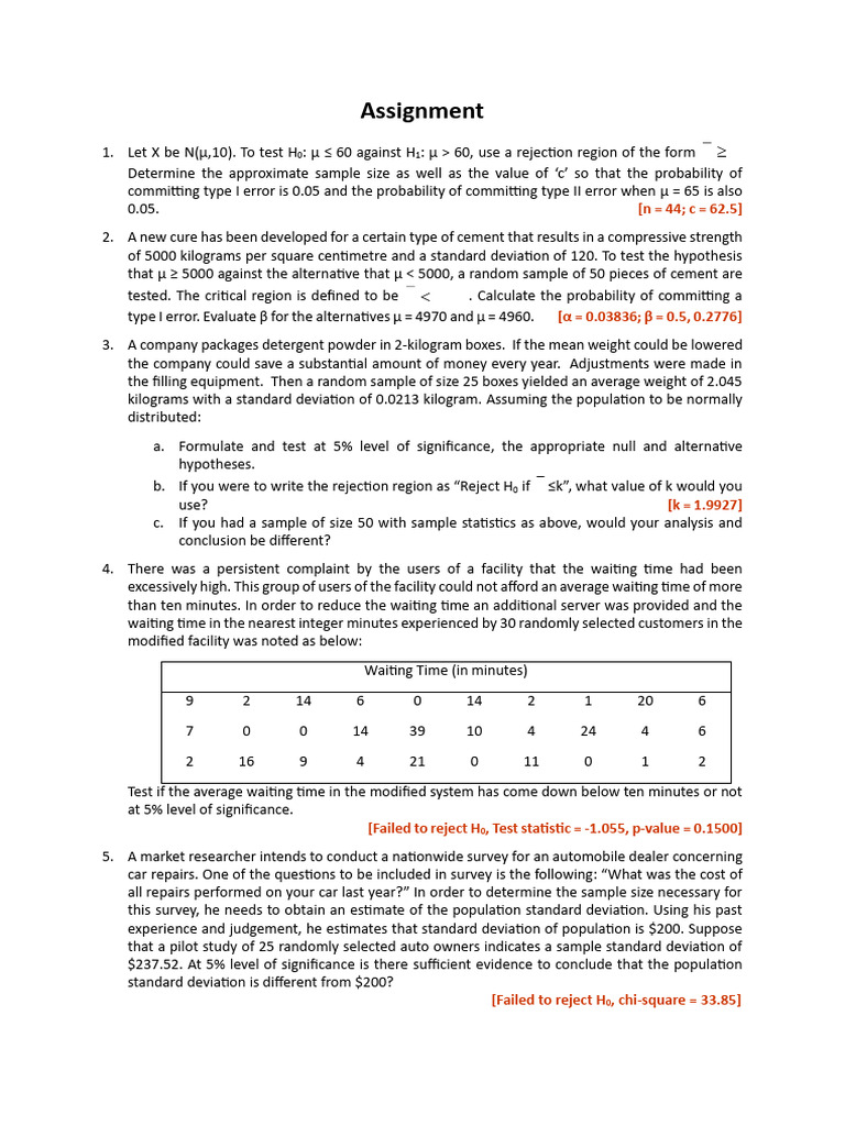 Assignment Qm Pdf Type I And Type Ii Errors Evaluation Methods