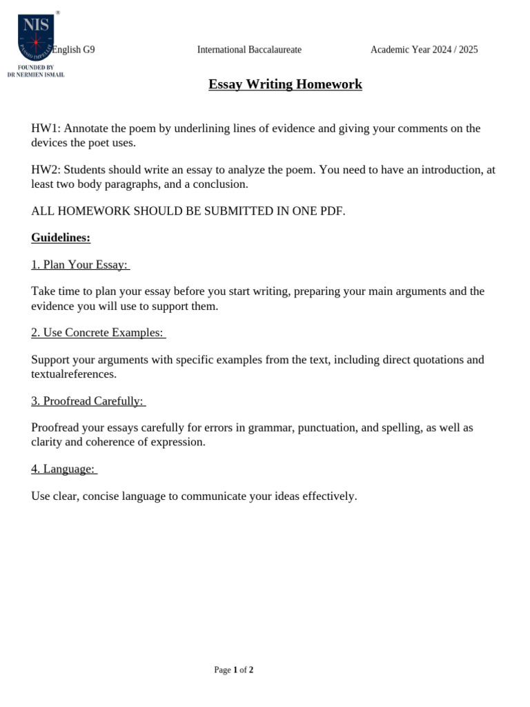 Essay Writing Homework | PDF | Language Arts & Discipline