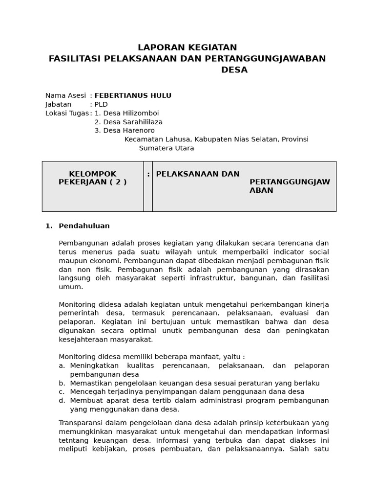 Template Laporan KP-2 PLD | PDF