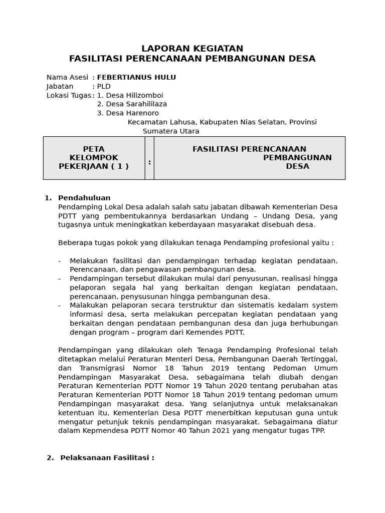 Template Laporan KP-1 PLD | PDF
