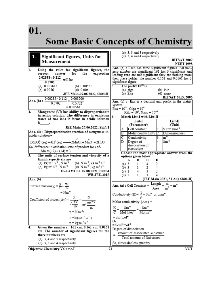 Chemistry Concepts and Calculations | PDF | Concentration | Scientific ...