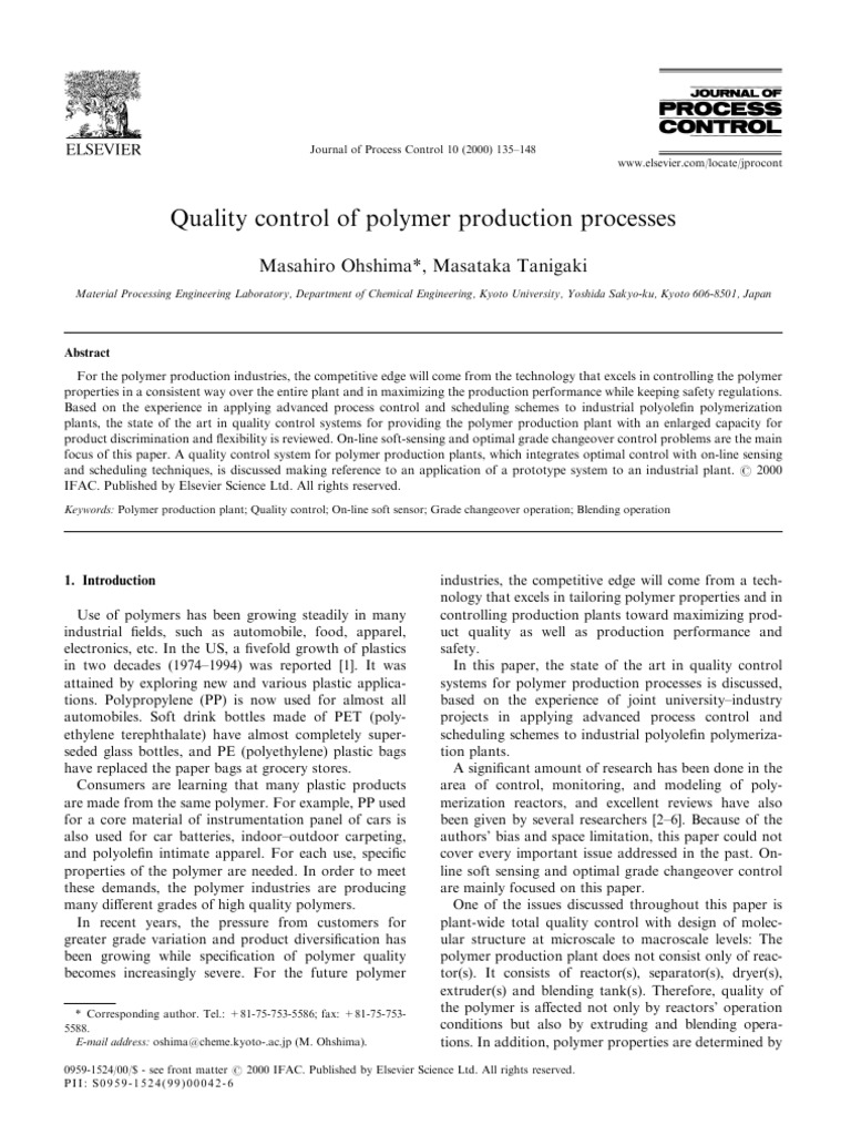 Quality_control_of_polymer_production_pr | PDF | Polymers | Control Theory