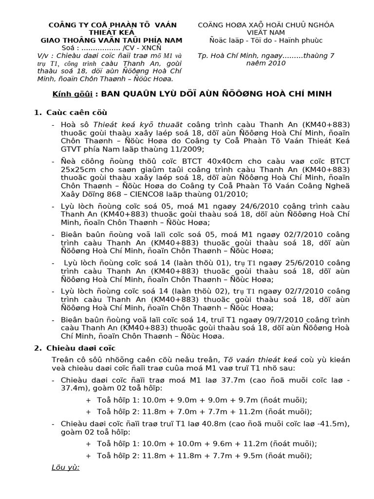 Ta - Chieu Dai Coc Dai Tra Mo M1 & Tru T1 | PDF